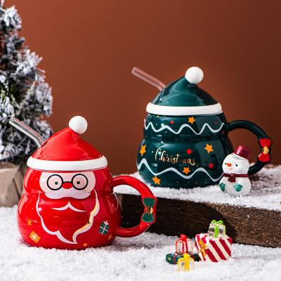Cina Tazze di caffè Creative Blu o Rosso Cute Tea Milk Snowball Cup per le vacanze invernali in vendita
