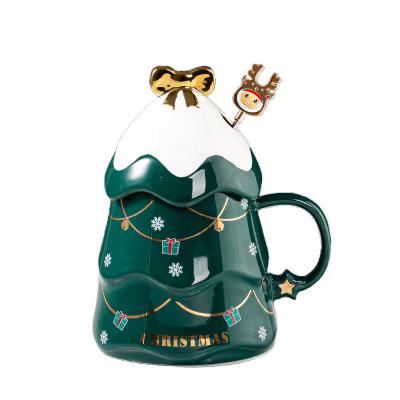 Cina Mug di lusso in ceramica per l'albero di Natale con coperchio da 400 ml Set regalo popolare in vendita