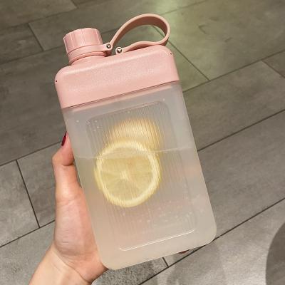 China 450 ml livre de BPA Portavel Quadrado PP plástico garrafa de suco desportivo com tampa padrão personalizado à venda
