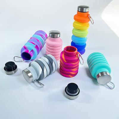 Cina Bottiglia per sport all'aria aperta Bottelle d'acqua di silicone colorate e ricaricabili con logo personalizzato in vendita