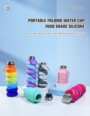 Cina Bottiglia per sport all'aria aperta Bottelle d'acqua di silicone colorate e ricaricabili con logo personalizzato in vendita