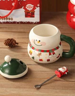 Cina Vivi la magia del Natale con il nostro set di tazze e cucchiai in ceramica da 400 ml in vendita