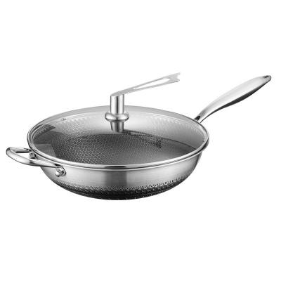 China Persoonlijk afdrukken van logo roestvrij staal Wok Geschikt voor kachel en milieuvriendelijk koken Te koop