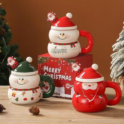 Cina Tazza di Natale in porcellana di qualità alimentare di 400 ml Capacità Set regalo di lusso con cucchiaio e coperchio in vendita