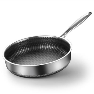 China One Handle Stainless Steel 3 Layers Non-stick Honeycomb Frying Pan for Durable Kitchenware for sale
