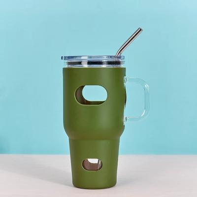 Cina Sublimazione di grado alimentare 32 oz Tumbler di vetro con coperchio di legno e paglia Eco-friendly in vendita