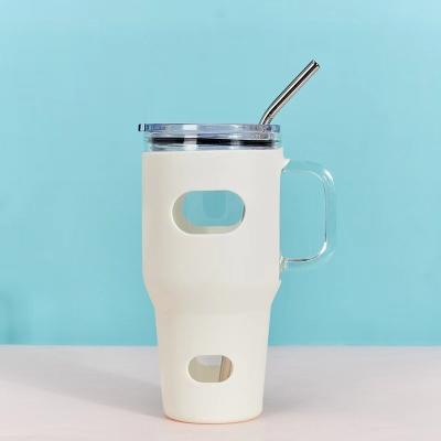Cina Sublimazione di grado alimentare 32 oz Tumbler di vetro con coperchio di legno e paglia Eco-friendly in vendita