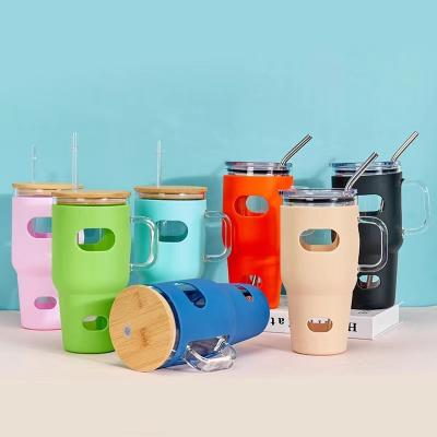 Cina Sublimazione di grado alimentare 32 oz Tumbler di vetro con coperchio di legno e paglia Eco-friendly in vendita