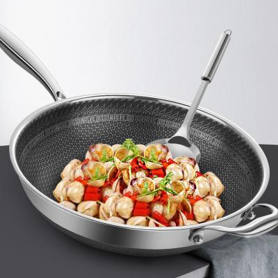 Cina 316 Acciaio inossidabile doppi strati Wok per uso domestico Padella antiaderente con coperchio di vetro in vendita