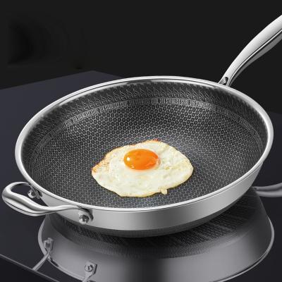 Cina 316 Acciaio inossidabile doppi strati Wok per uso domestico Padella antiaderente con coperchio di vetro in vendita