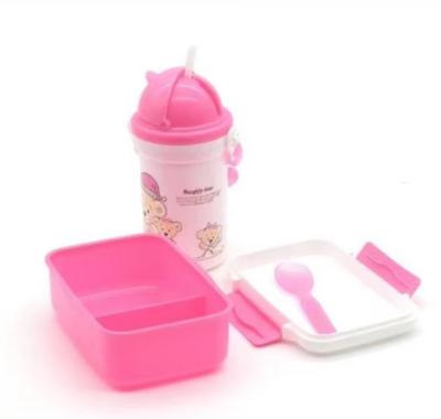 Cina 17*12*6,5cm Disegno di animazione di plastica Bambini carini Bento Lunch Box Set con bottiglia d'acqua in vendita