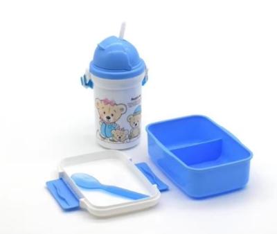 Cina 17*12*6,5cm Disegno di animazione di plastica Bambini carini Bento Lunch Box Set con bottiglia d'acqua in vendita