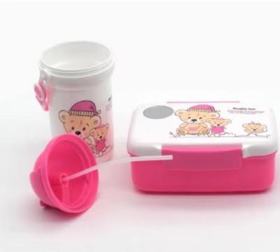 Cina 17*12*6,5cm Disegno di animazione di plastica Bambini carini Bento Lunch Box Set con bottiglia d'acqua in vendita
