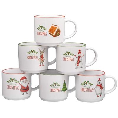 Cina Logo personalizzato 14 oz Tazza di Natale in ceramica Portatile Riutilizzabile divertente tazza di cioccolato regalo di Natale in vendita