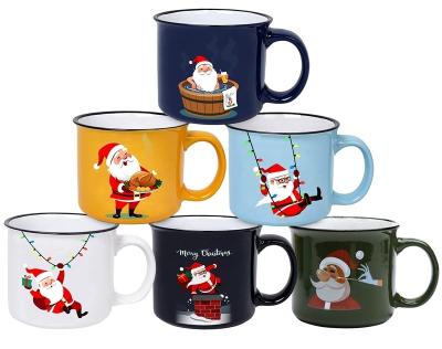Cina Logo personalizzato 14 oz Tazza di Natale in ceramica Portatile Riutilizzabile divertente tazza di cioccolato regalo di Natale in vendita