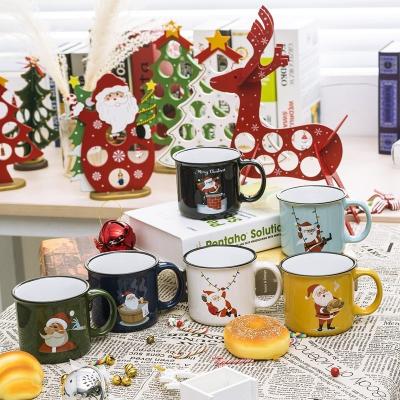 Cina Logo personalizzato 14 oz Tazza di Natale in ceramica Portatile Riutilizzabile divertente tazza di cioccolato regalo di Natale in vendita