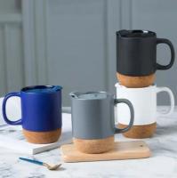 China Custom Logo Eco-Friendly 450ml Ceramic Coffee Mug with Cork Bottom for sale