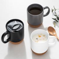 China Custom Logo Eco-Friendly 450ml Ceramic Coffee Mug with Cork Bottom for sale