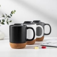 China Custom Logo Eco-Friendly 450ml Ceramic Coffee Mug with Cork Bottom for sale