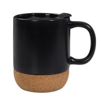 China Custom Logo Eco-Friendly 450ml Ceramic Coffee Mug with Cork Bottom for sale