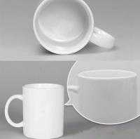 China Custom Patterned Ceramic 11oz White Coffee Cup with Handgrip Portable Gift Mug for sale