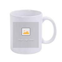 China Custom Patterned Ceramic 11oz White Coffee Cup with Handgrip Portable Gift Mug for sale