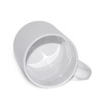 China Custom Patterned Ceramic 11oz White Coffee Cup with Handgrip Portable Gift Mug for sale