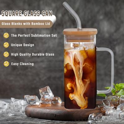 China Personalized 350ml Glass Cup Drinking Water Bottle with Wood Grain Lid and Square Shape for sale