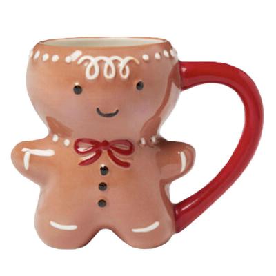 Cina Tazza di latte in ceramica di Natale ecologica da 300 ml con un grazioso disegno 3D per tazze da tè in vendita