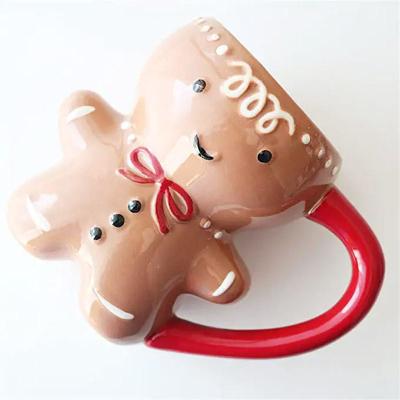 Cina Tazza di latte in ceramica di Natale ecologica da 300 ml con un grazioso disegno 3D per tazze da tè in vendita