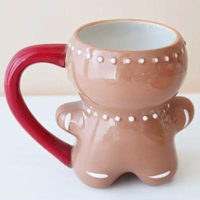 Cina Tazza di latte in ceramica di Natale ecologica da 300 ml con un grazioso disegno 3D per tazze da tè in vendita