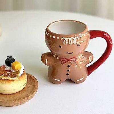Cina Tazza di latte in ceramica di Natale ecologica da 300 ml con un grazioso disegno 3D per tazze da tè in vendita