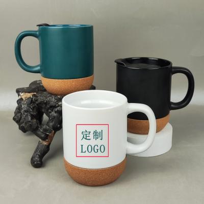 Cina Logo personalizzato Tazza da caffè in porcellana sublimata da 15 oz con fondo di legno Tazza di latte in ceramica nera in vendita