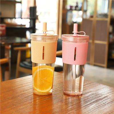 China 700ml Plastic Cup Custom Patterned WITH LID Outdoor Reusable Water Bottle For Adults for sale