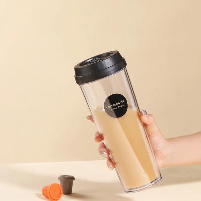중국 320ml/420ml/520ml/700ml 재사용 가능한 뚜?? 이 있는 플라스틱 투명 차컵 캠핑용 판매용