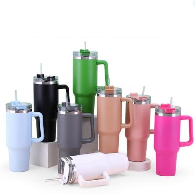 China Portable Thermal Cup Tumbler mit Griff und Deckel Stroh 40oz Edelstahl isoliert zu verkaufen