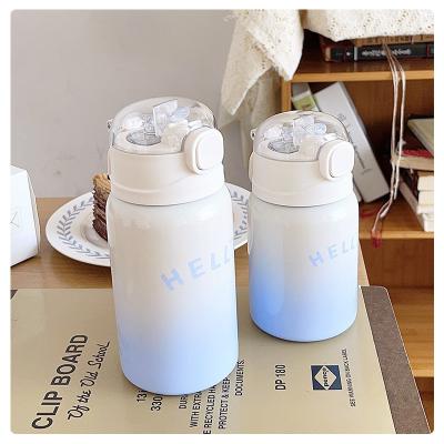 China BPA-freie Kinderflasche Cute Design 350ml/450ml isolierte Edelstahl Wasserflasche mit Strohdeckel zu verkaufen