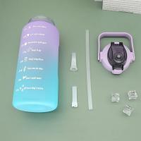 China Plastic Water Bottle 2000ml with Time Marker Gradient Color Portable Drinkware for sale