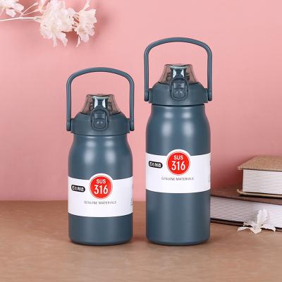Chine 1000 ml 316 flacons à vide en acier inoxydable à double couche avec couvercle et poignée Gardez chaud-froid 12 heures Logo personnalisé à vendre