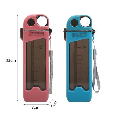 중국 표본을 제공 하 여 350ml 휴대용 플라스틱 식수 병과 비늘과 빨대 판매용