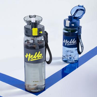 China Stocked Tritan Sport Gym Water Bottle with Time Marker and Straw Stay Hydrated All Day for sale
