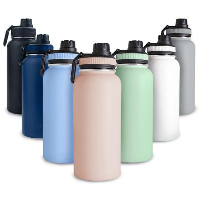 China Straight Cup 32oz Stainless Steel Vacuum Water Bottles With Logo Printed And Straw for sale