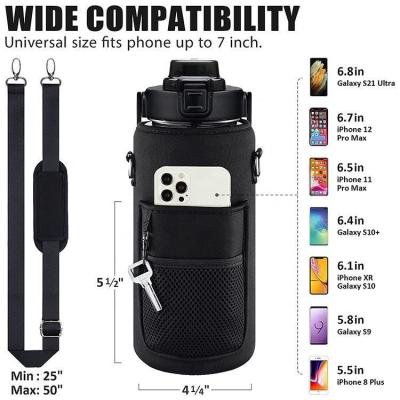 China Country Design Style Half Gallon Water Bottle with Phone Pocket and Customized Strap for sale