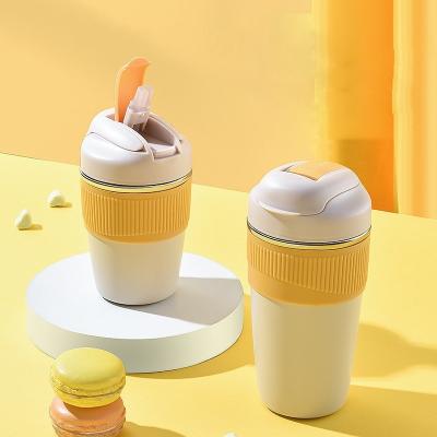 China Custom Logo 350 ml 480 ml 316 Edelstahl Wasserflasche mit Silikon-Abdeckung und Stroh zu verkaufen