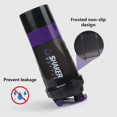 China Logotipo personalizado 2 camadas Fitness Protein Shaker Botelho com organizador de pílulas e armazenamento 16oz à venda