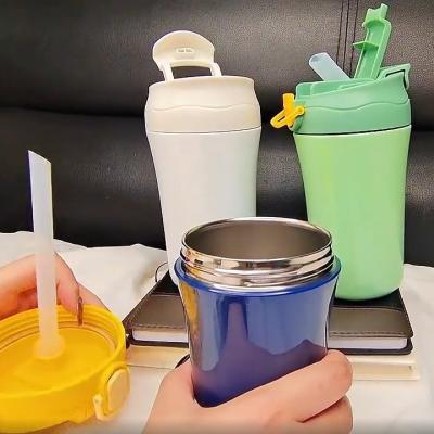 China 15oz garrafa de água de escritório de vácuo de parede dupla isolado viagem caneca de café com tampa de silicone à venda