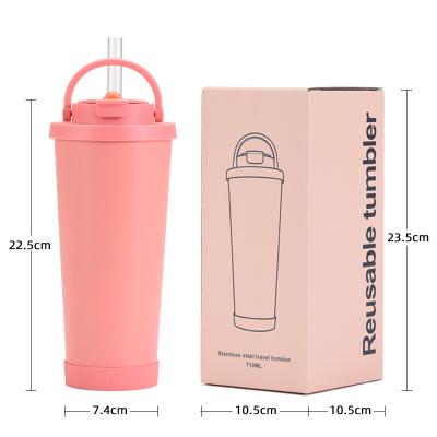 Cina Logo personalizzato Acceptabile Tumbler aspirapolvere in acciaio inossidabile con coperchio e tazza di paglia da viaggio in vendita