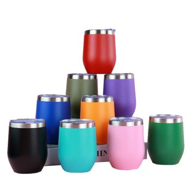 Cina Vantaggio Eco-Friendly Popolare Carino 12 oz Uovo a forma di doppia parete Tazza aspirapolvere con coperchio in vendita