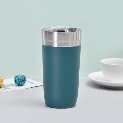 China 16oz Dubbele Muur Roestvrij Staal Tumbler Koffiekop met Plastic Lid Logo Op maat Te koop