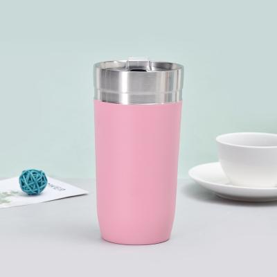 China 16oz Dubbele Muur Roestvrij Staal Tumbler Koffiekop met Plastic Lid Logo Op maat Te koop